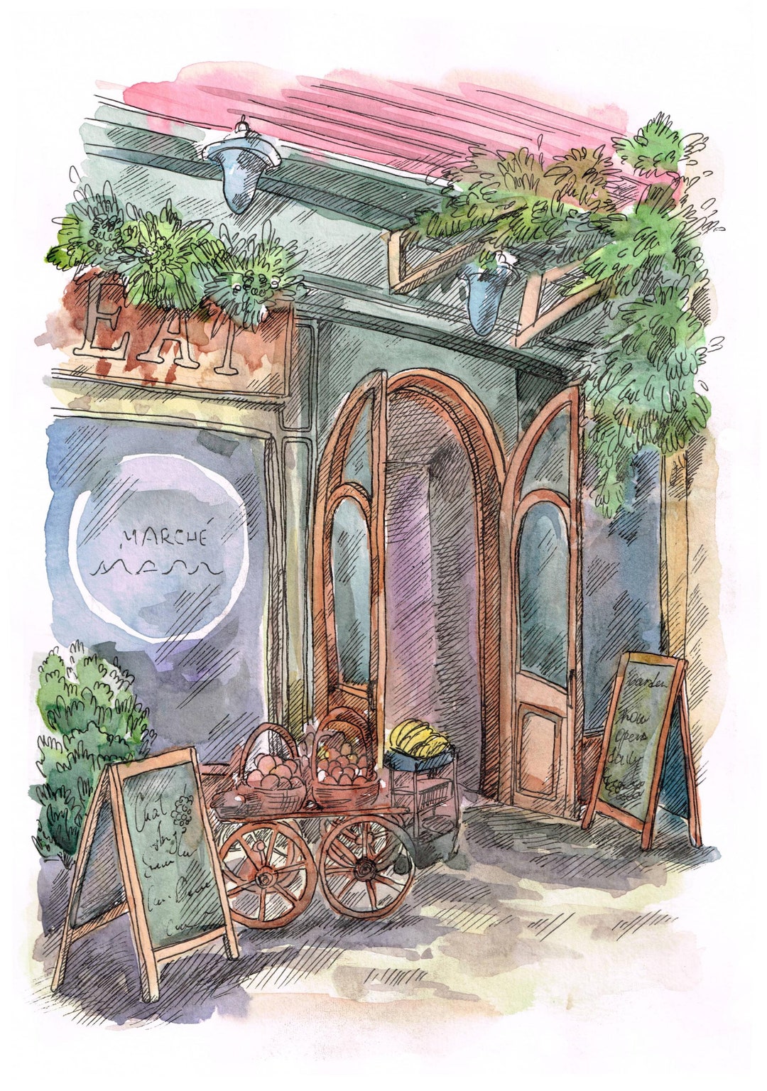 Custom Shop Front Watercolour Hand Painted Bespoke Business ...