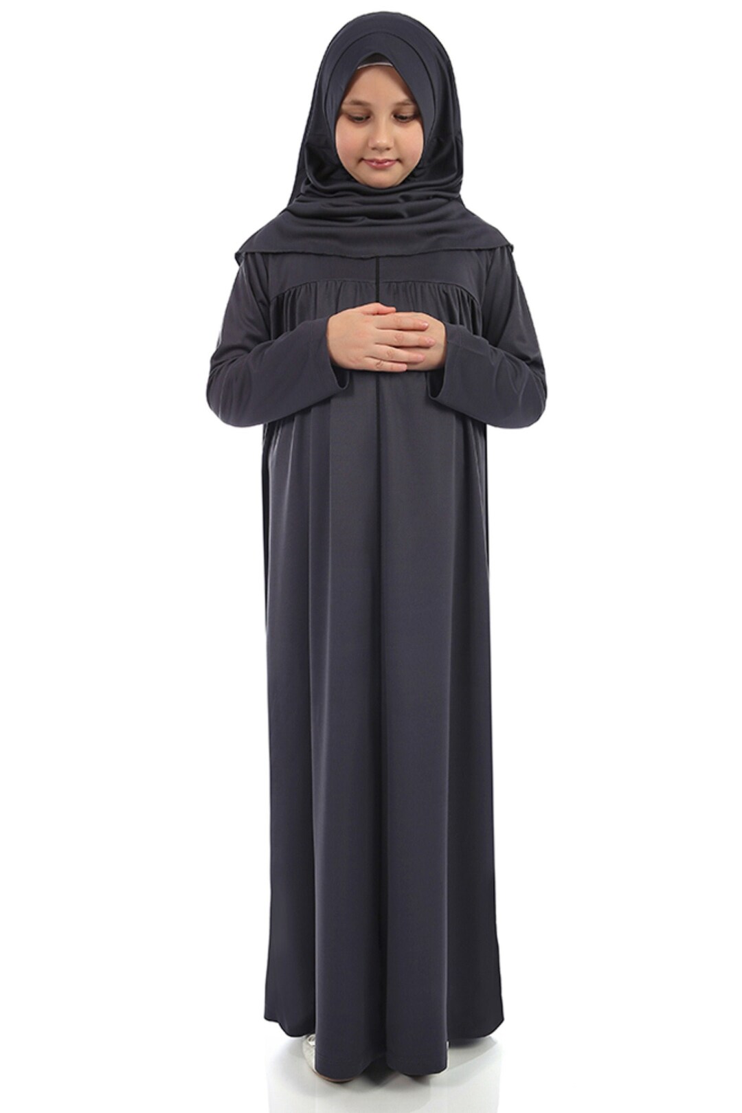Kids Prayer Dress, Gray Girls Prayer Clothes, Baby Hijab, Kids Abaya ...