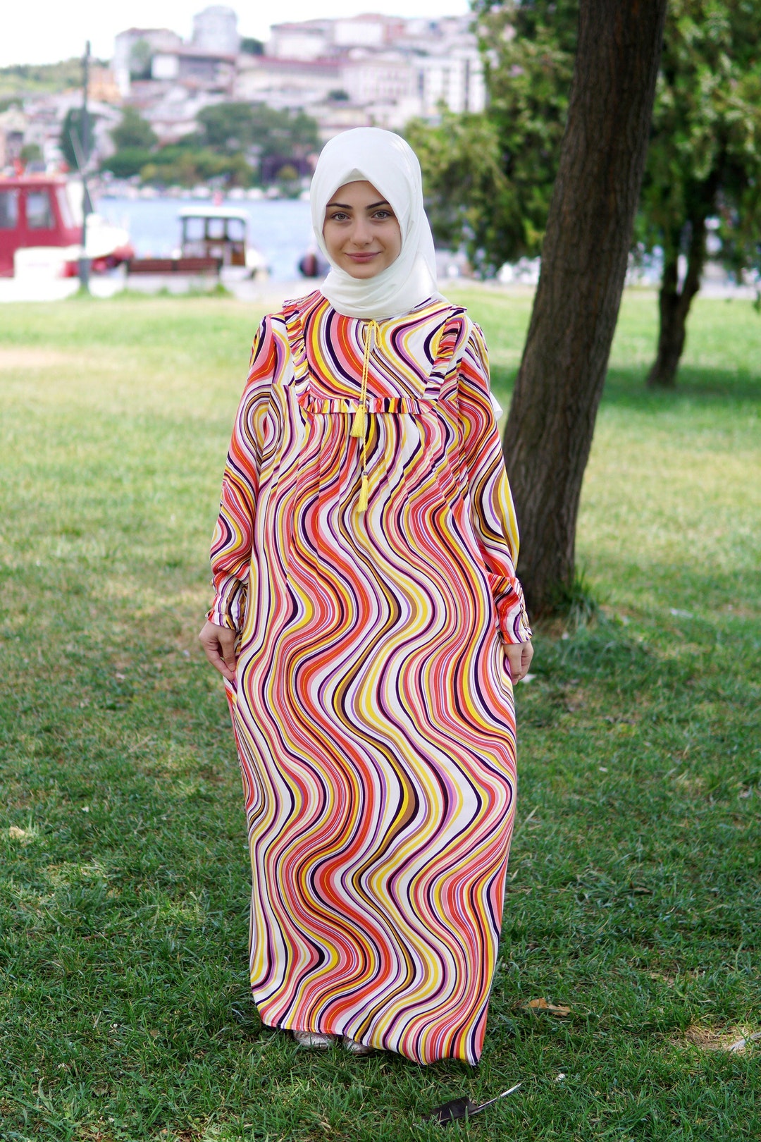 Kids Abaya, Muslim Girl Dress Vermilion Child Kids Hijab Dubai Abaya ...