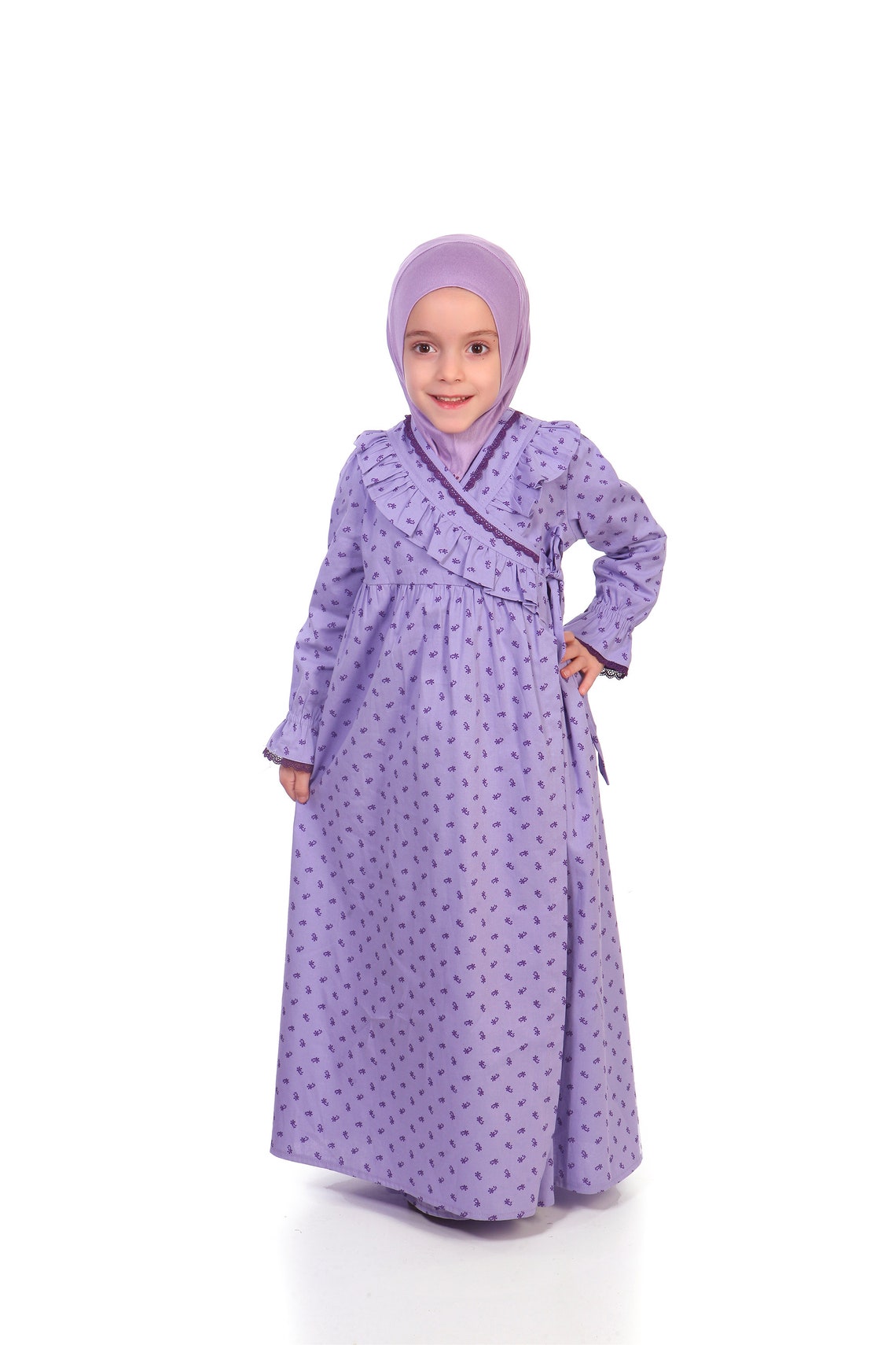 Kids Prayer Dress, Girls Prayer Clothes Lilac Baby Hijab Kids Abaya ...