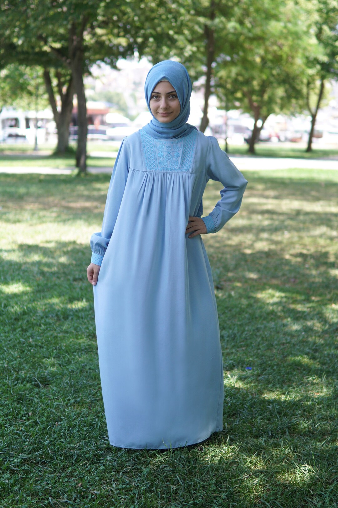 Muslim Girl Dress, Kids Abaya Kids Hijab Blue Child Muslim Kids Clothes ...