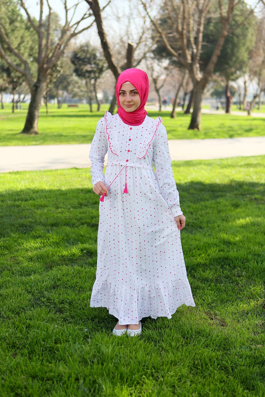 Muslim Girl Dress, Kids Abaya White Child Hijab Muslim Kids Clothes ...