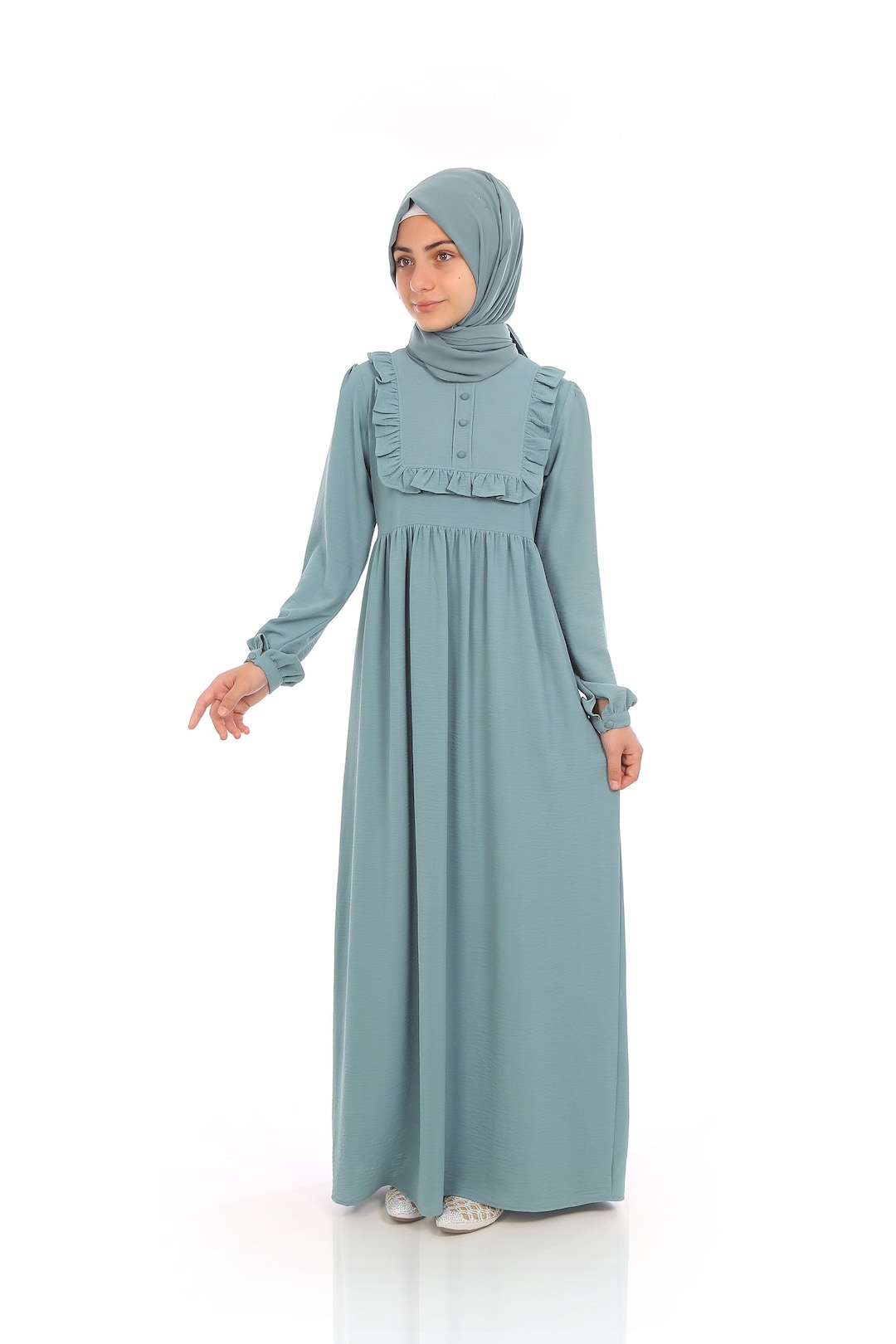 Muslim Girl Dress, Kids Abaya Child Hijab Gray Muslim Kids Clothing ...