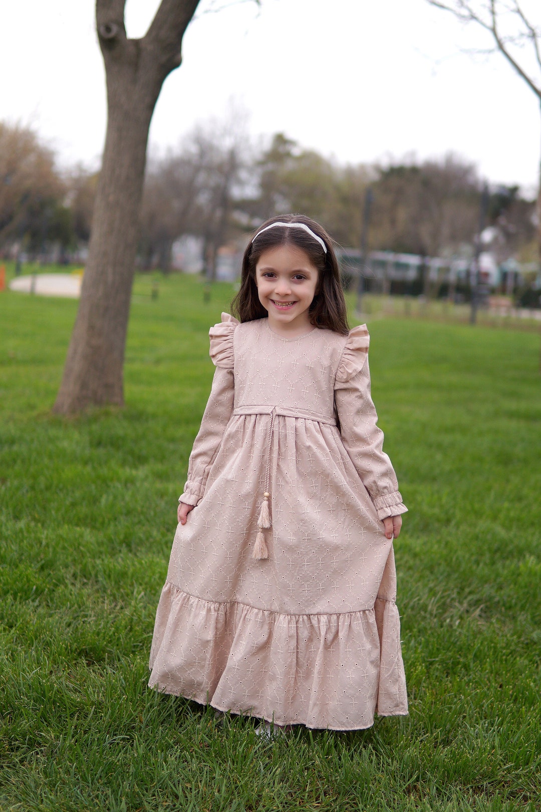 Kids Abaya, Little Girl Hijab Muslim Baby Girl Dress Child Hijab Cream ...