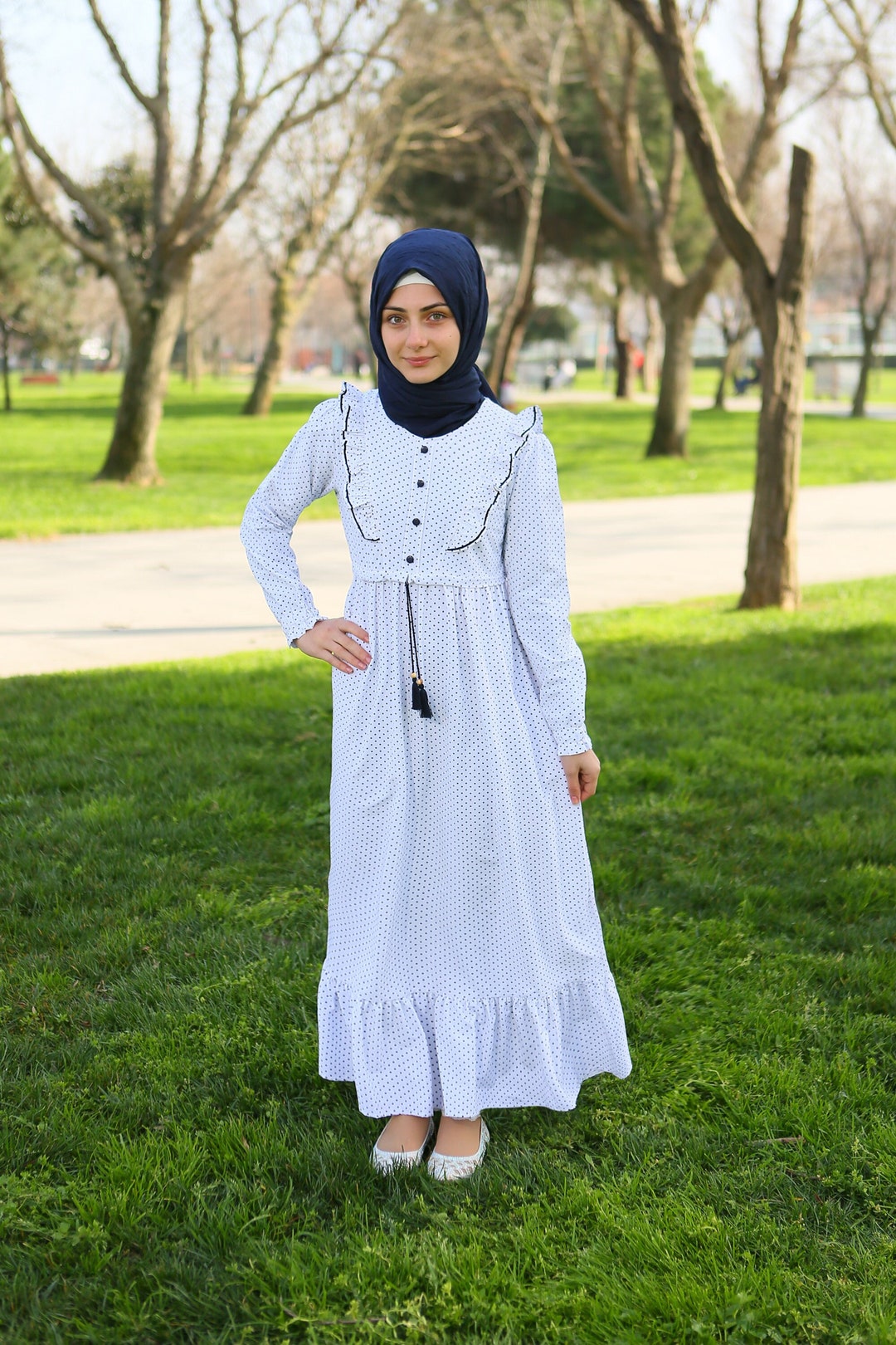 Muslim Girl Dress, Kids Abaya White Child Hijab Muslim Kids Clothes ...