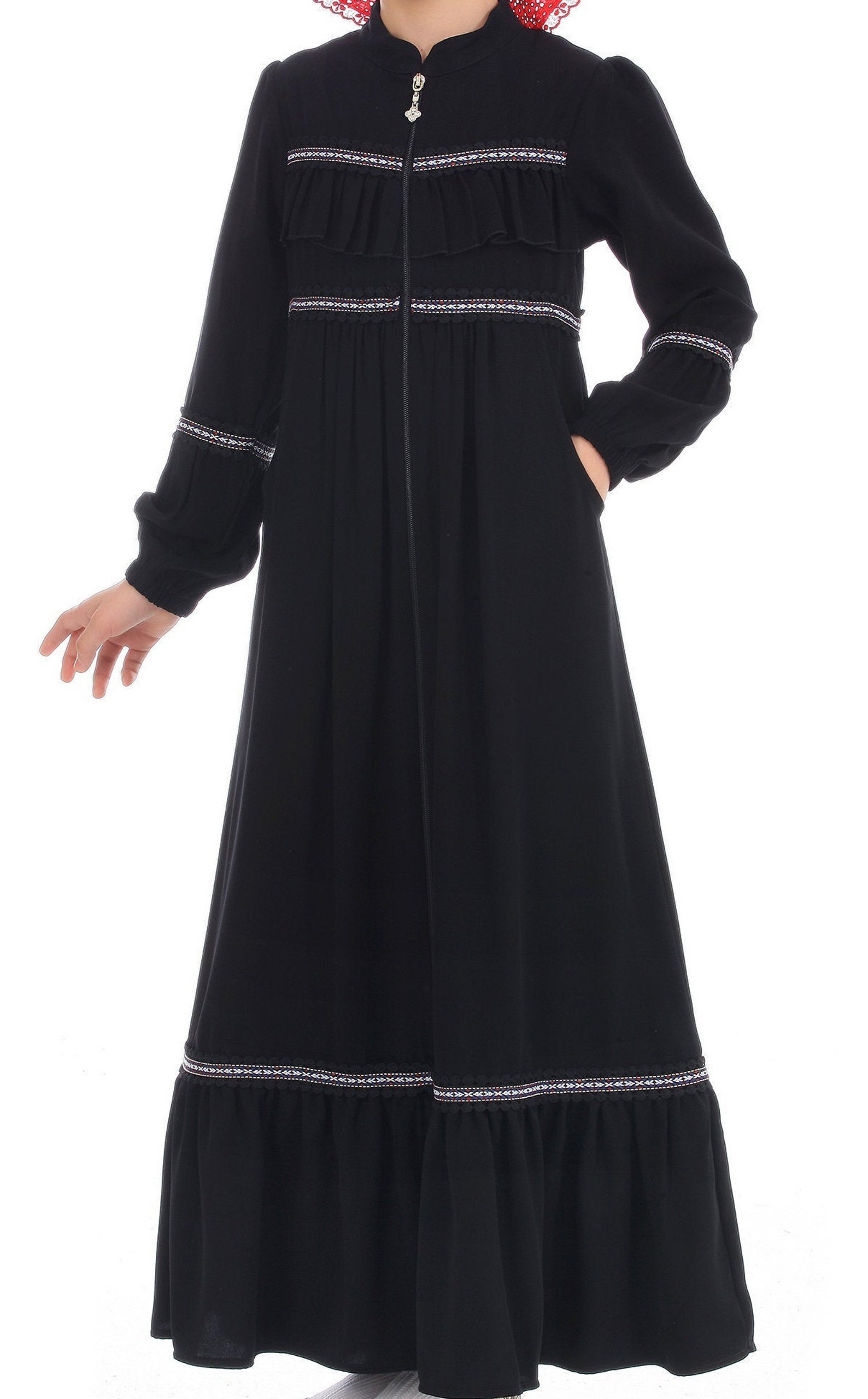 Princess Black Kids Abaya, Girls Muslim Dress, Girls Abaya Eid Clothes ...
