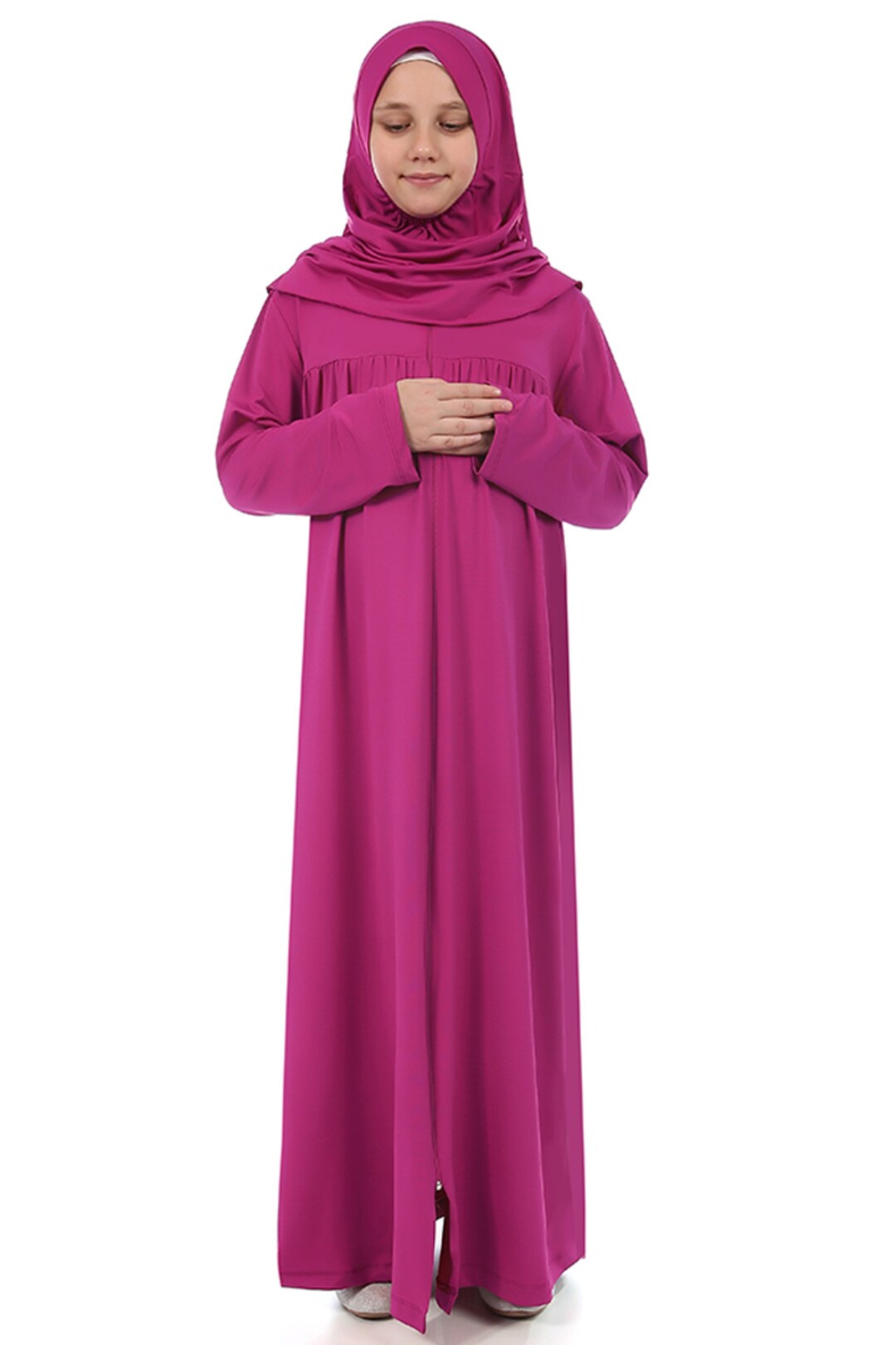 Kids Prayer Clothes, Kids Abaya Fuchsia Girls Prayer Clothes Muslim ...