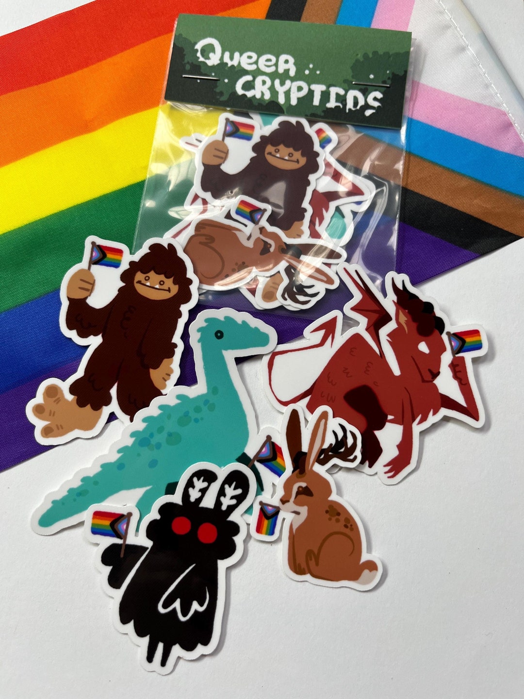 Queer Cryptids Cute Weird Creatures Mothman Gay Pride Stickers - Etsy
