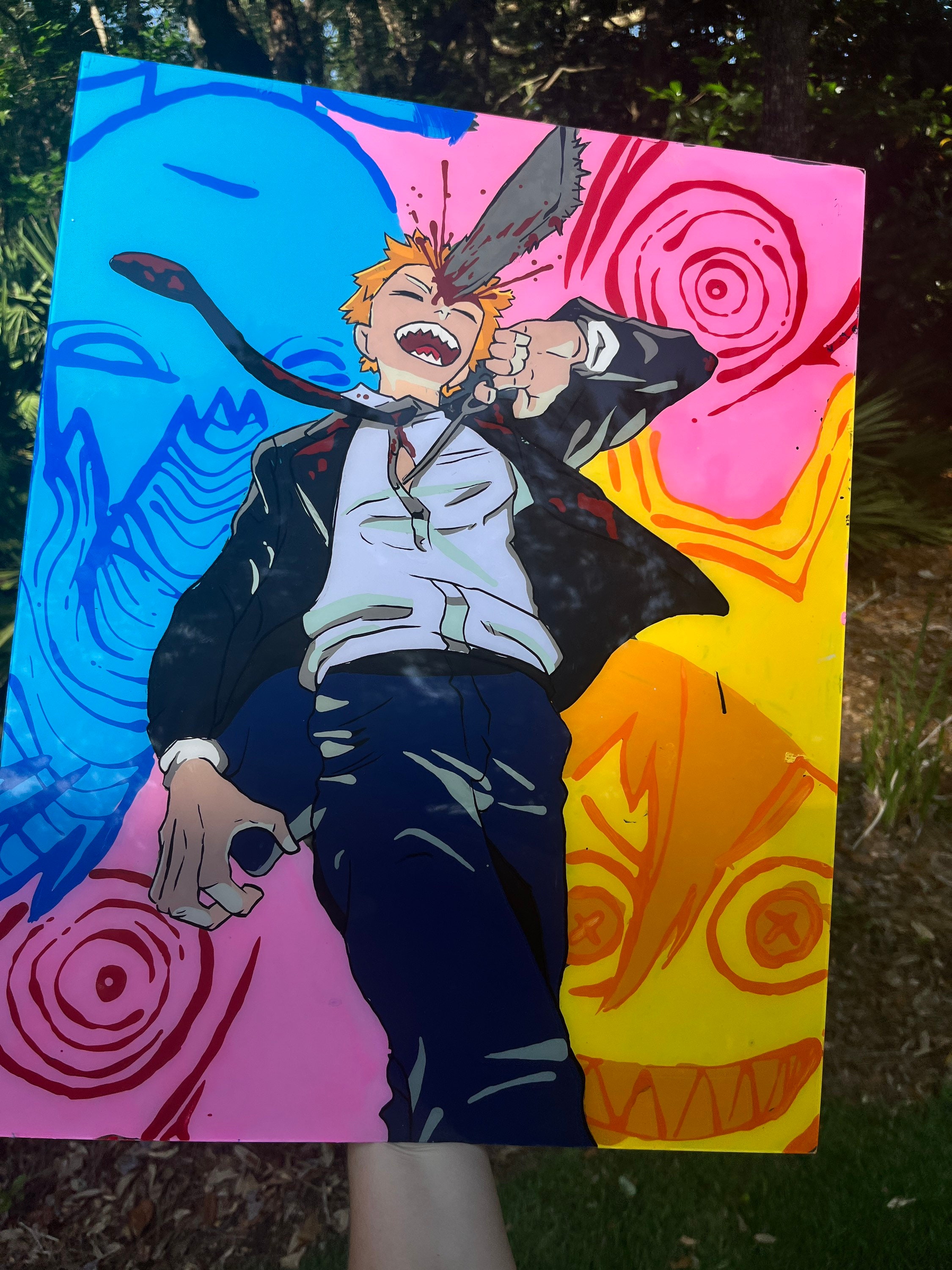 CHAINSAW Manx Denji Glass Painting - Etsy