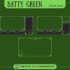 Batty Green Twitch Stream Overlay Package | Animated | Stream Bundle ...