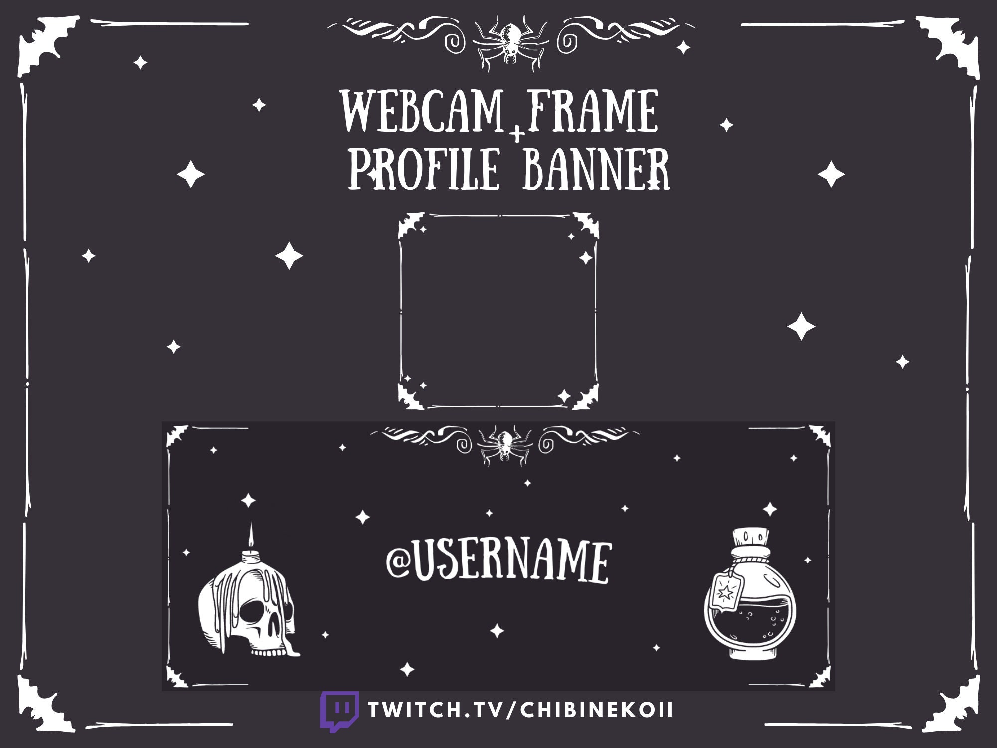 Batty White Twitch Stream Overlay Package Animated Stream - Etsy