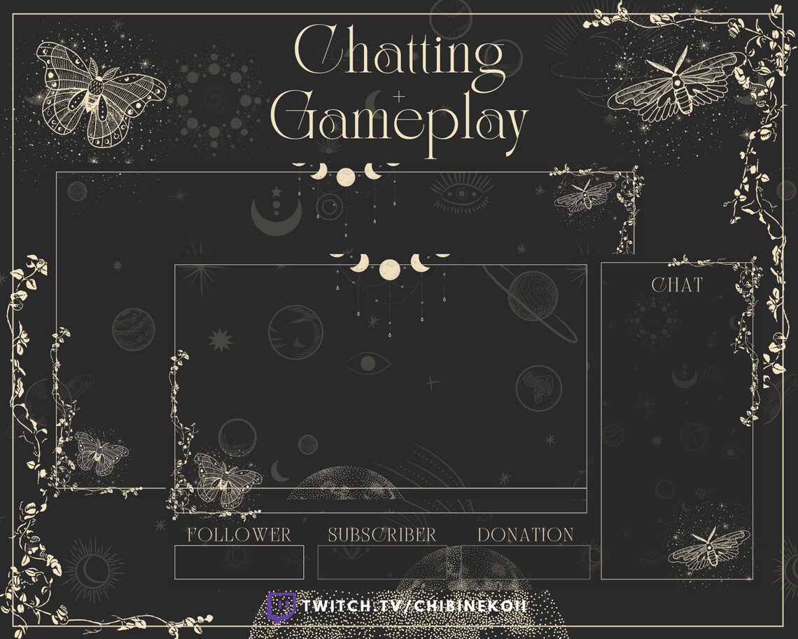 Moons & Moths Stream Overlay Package Animated Stream | Etsy