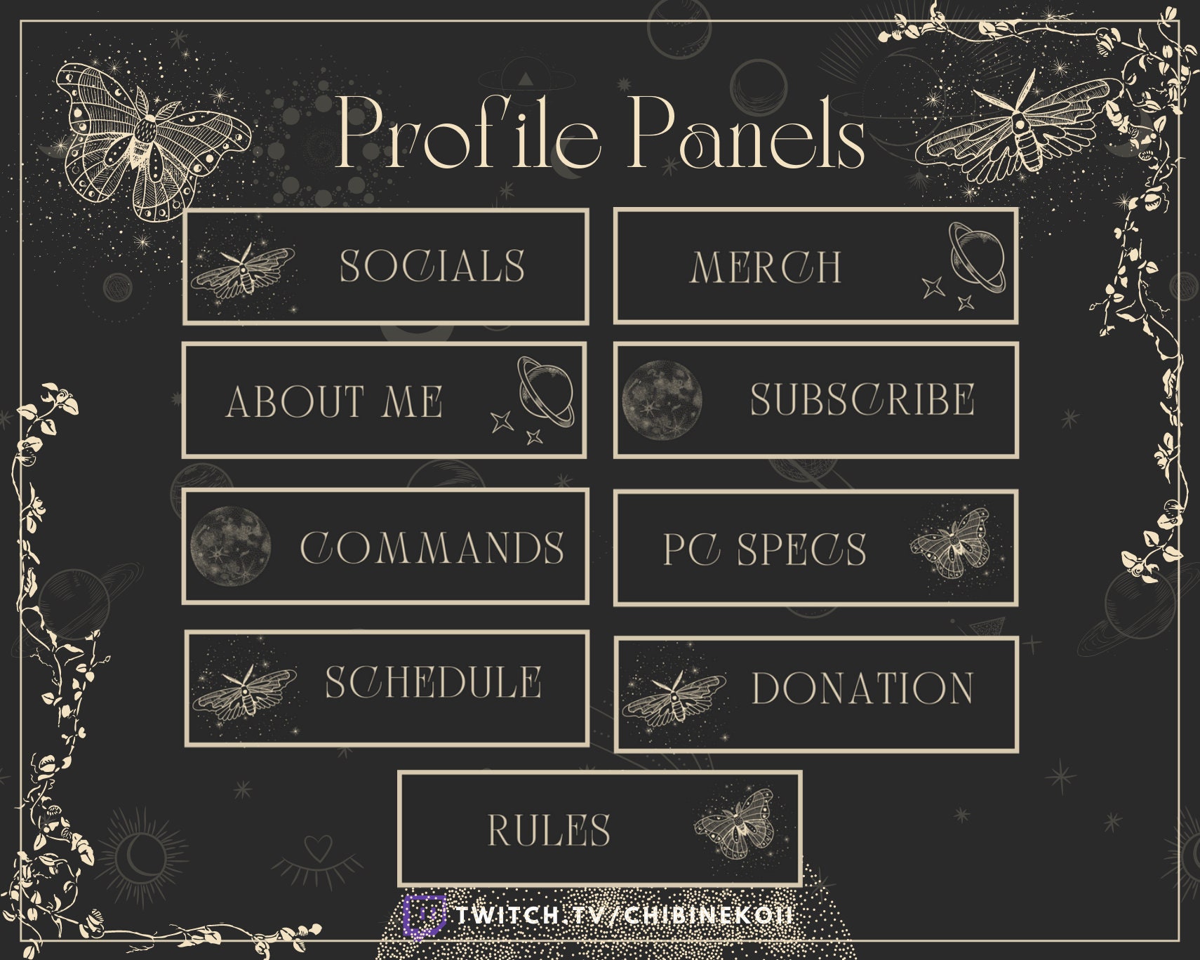 Moons & Moths Stream Overlay Package Animated Stream | Etsy