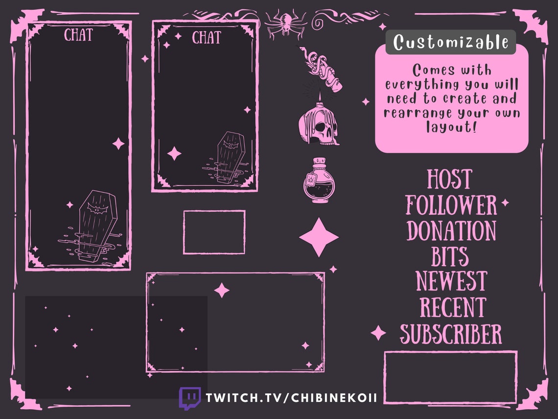 Batty Pink Twitch Stream Overlay Package Animated Stream - Etsy