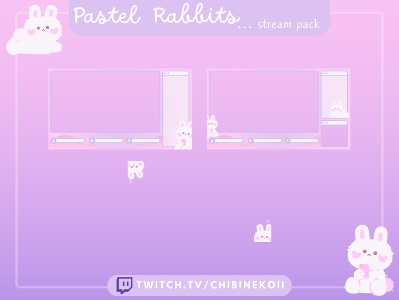 Pastel Rabbits Twitch Stream Overlay Package | Animated | Stream Bundle ...