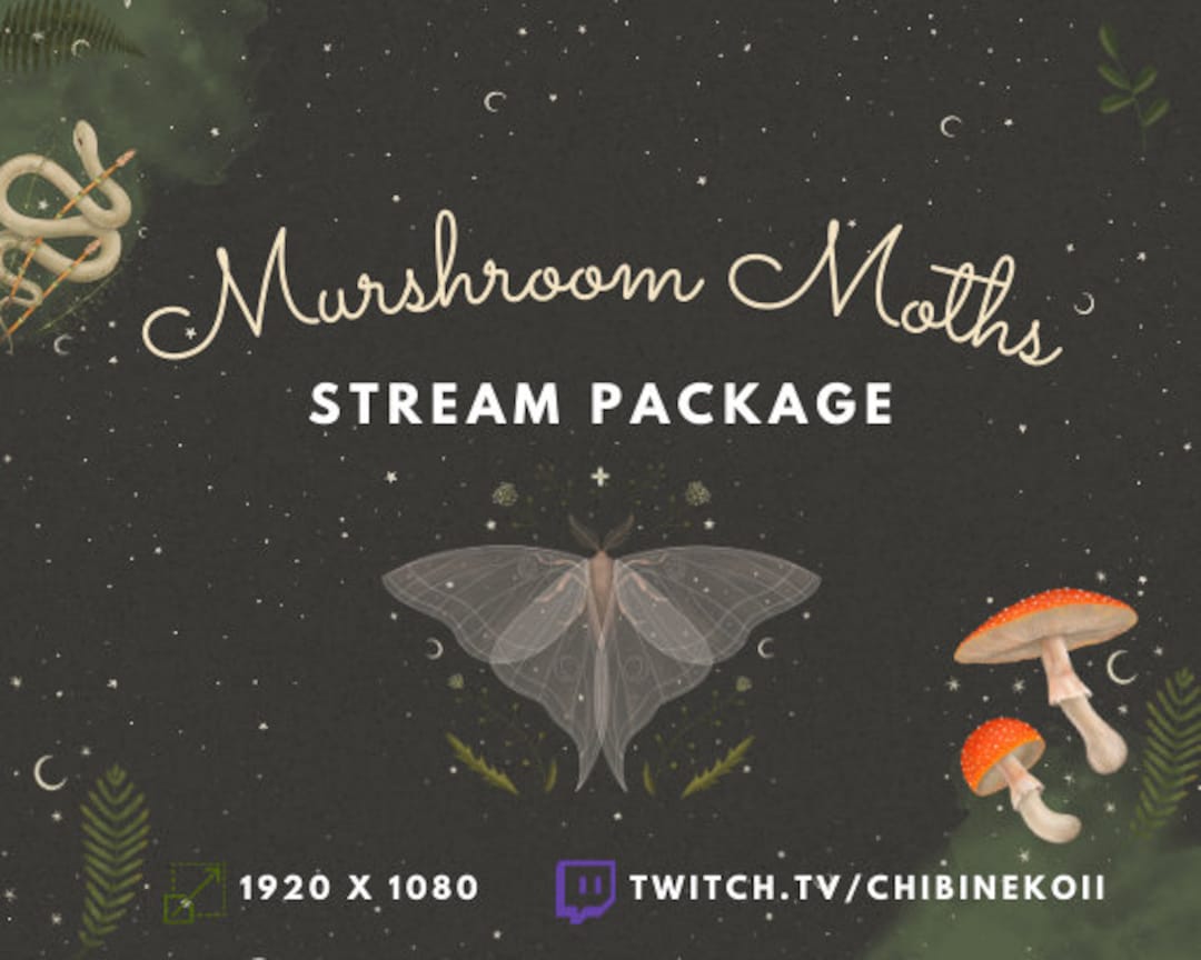 Mushroom Moths Twitch Stream Overlay Package | Animated | Stream Bundle ...