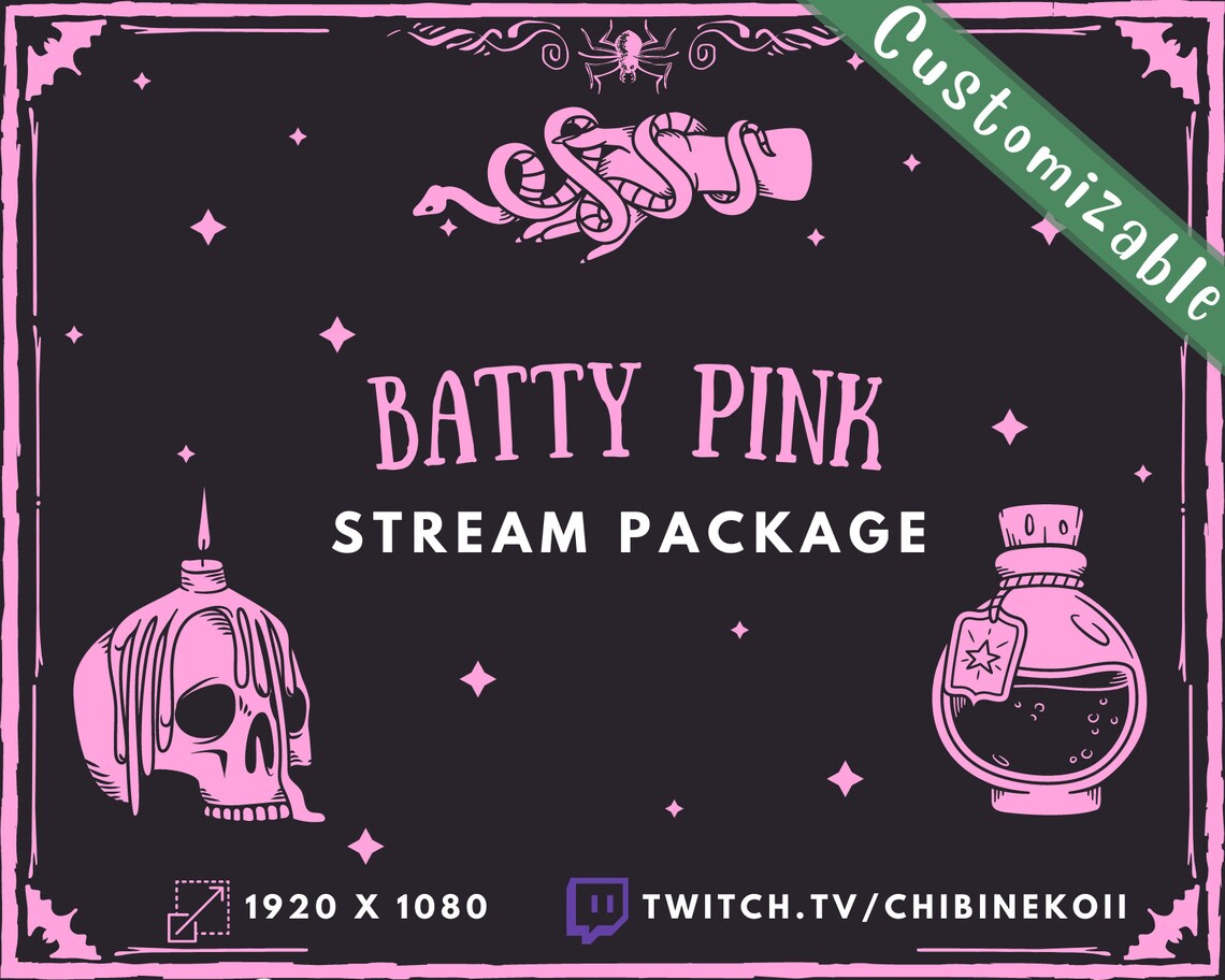 Batty Pink Twitch Stream Overlay Package Animated Stream - Etsy