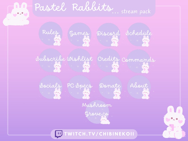 Pastel Rabbits Twitch Stream Overlay Package | Animated | Stream Bundle ...