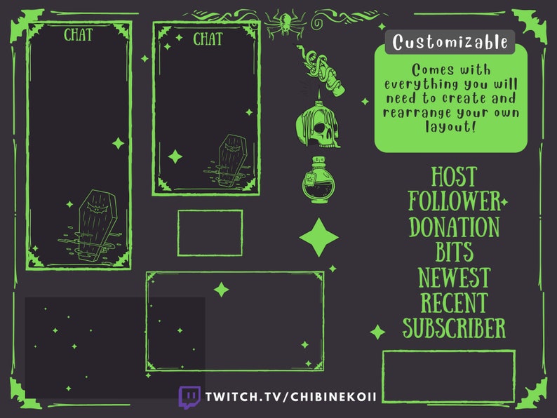 Batty Green Twitch Stream Overlay Package Animated Stream - Etsy