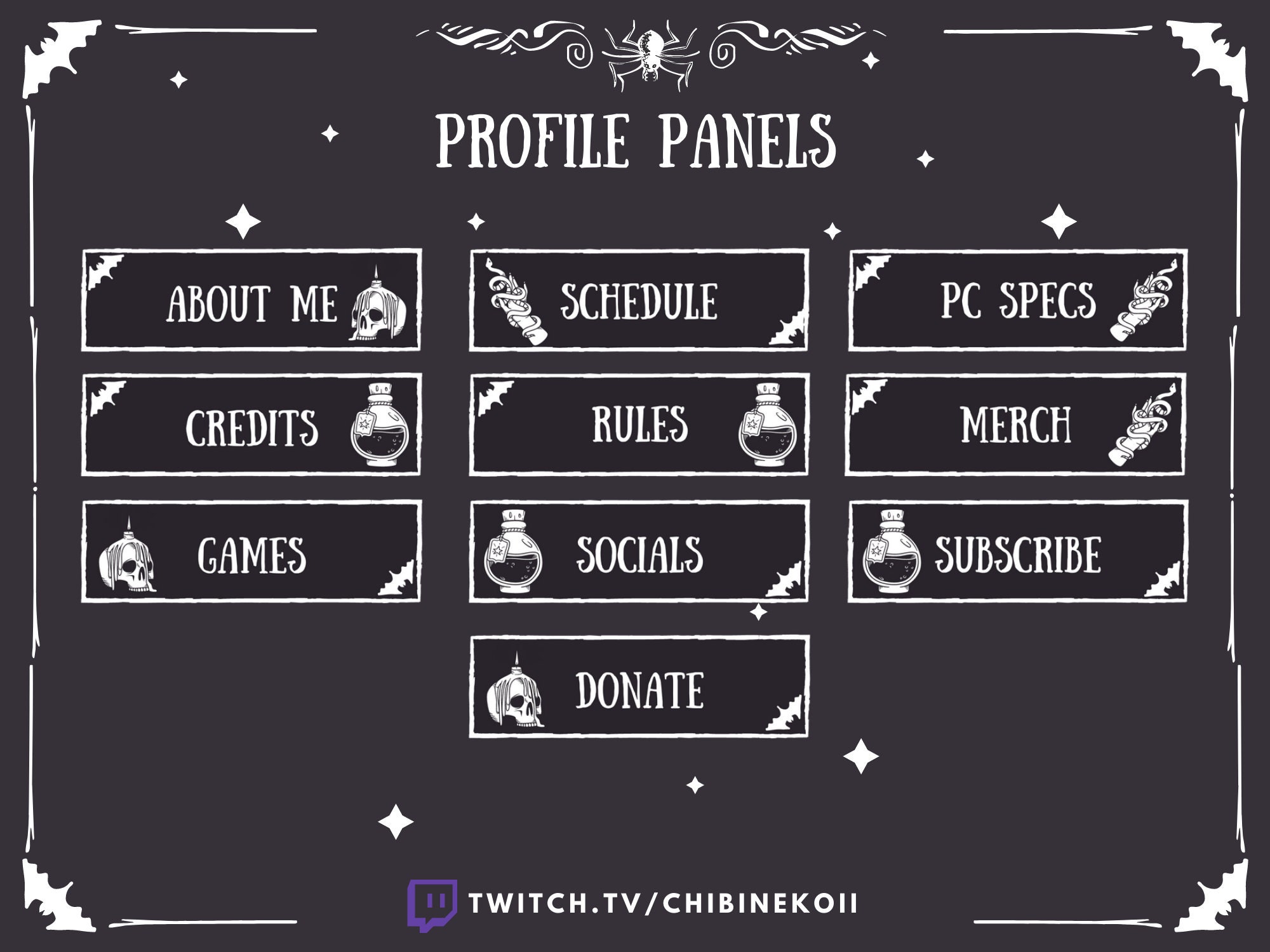 Batty White Twitch Stream Overlay Package Animated Stream - Etsy