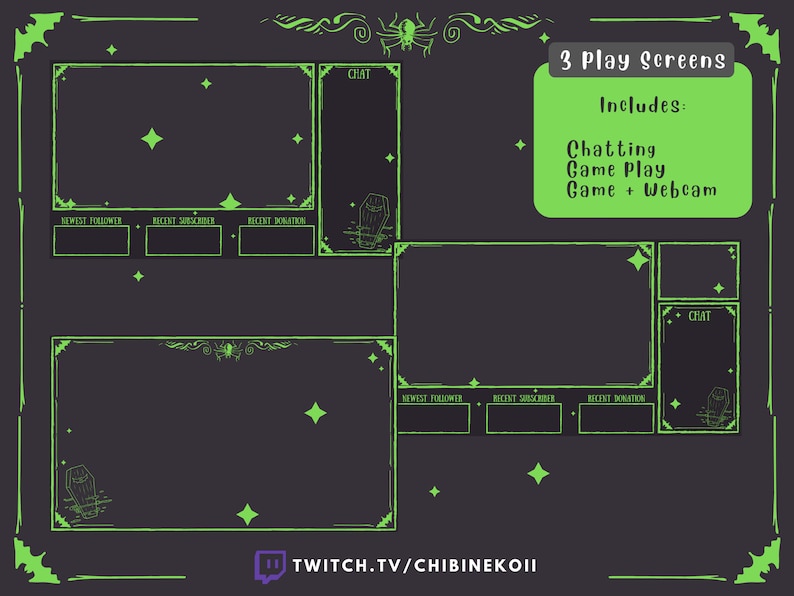 Batty Green Twitch Stream Overlay Package Animated Stream - Etsy