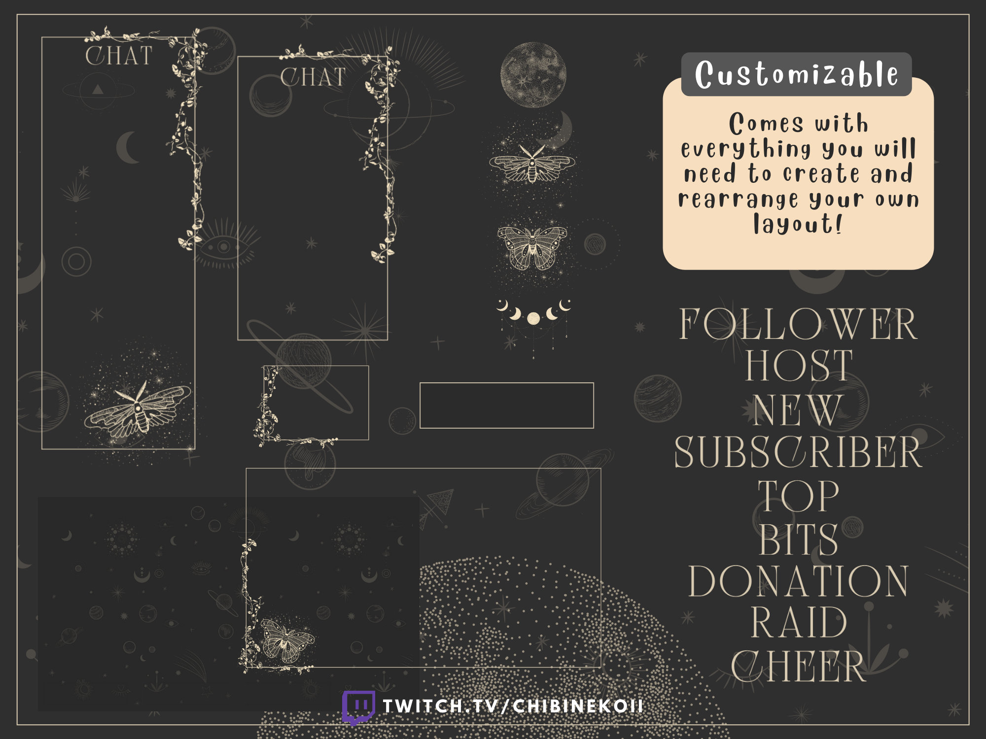 Moons & Moths Stream Overlay Package | Animated | Stream Bundle | Moths ...