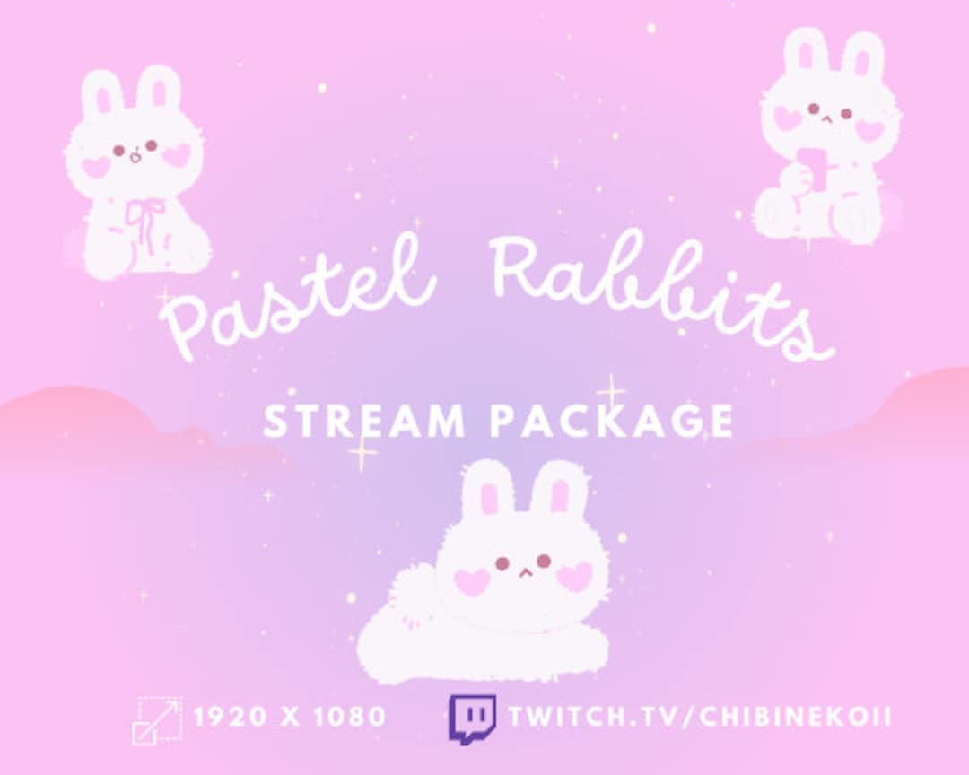 Pastel Rabbits Twitch Stream Overlay Package | Animated | Stream Bundle ...