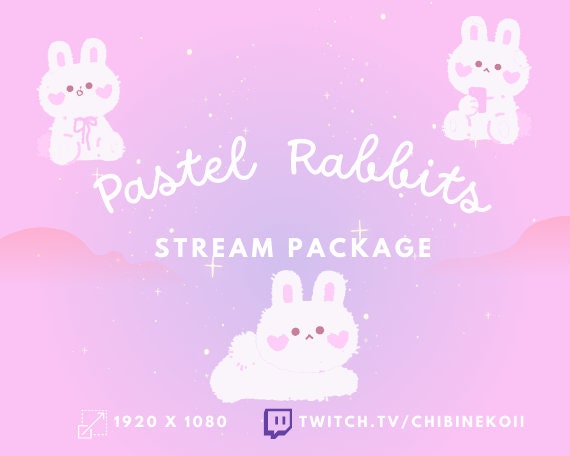 Pastel Rabbits Twitch Stream Overlay Package | Animated | Stream Bundle ...