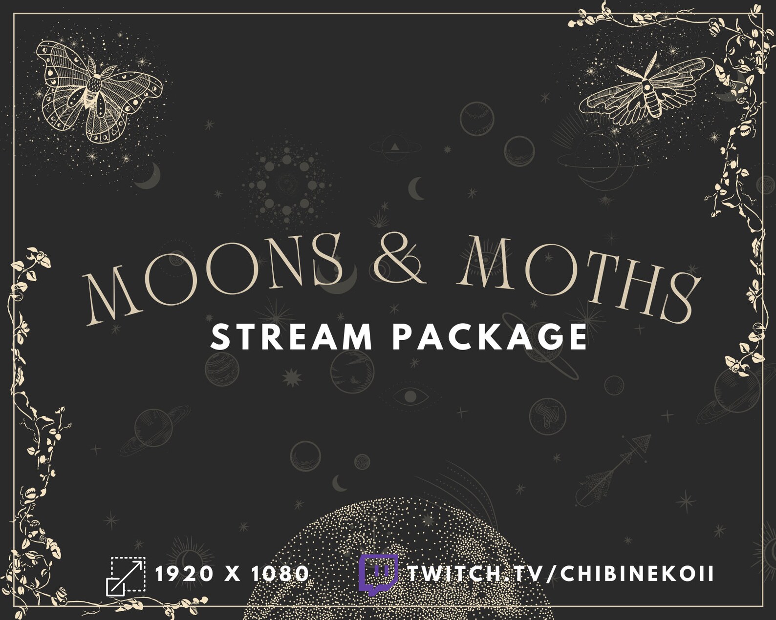 Moons & Moths Stream Overlay Package Animated Stream | Etsy