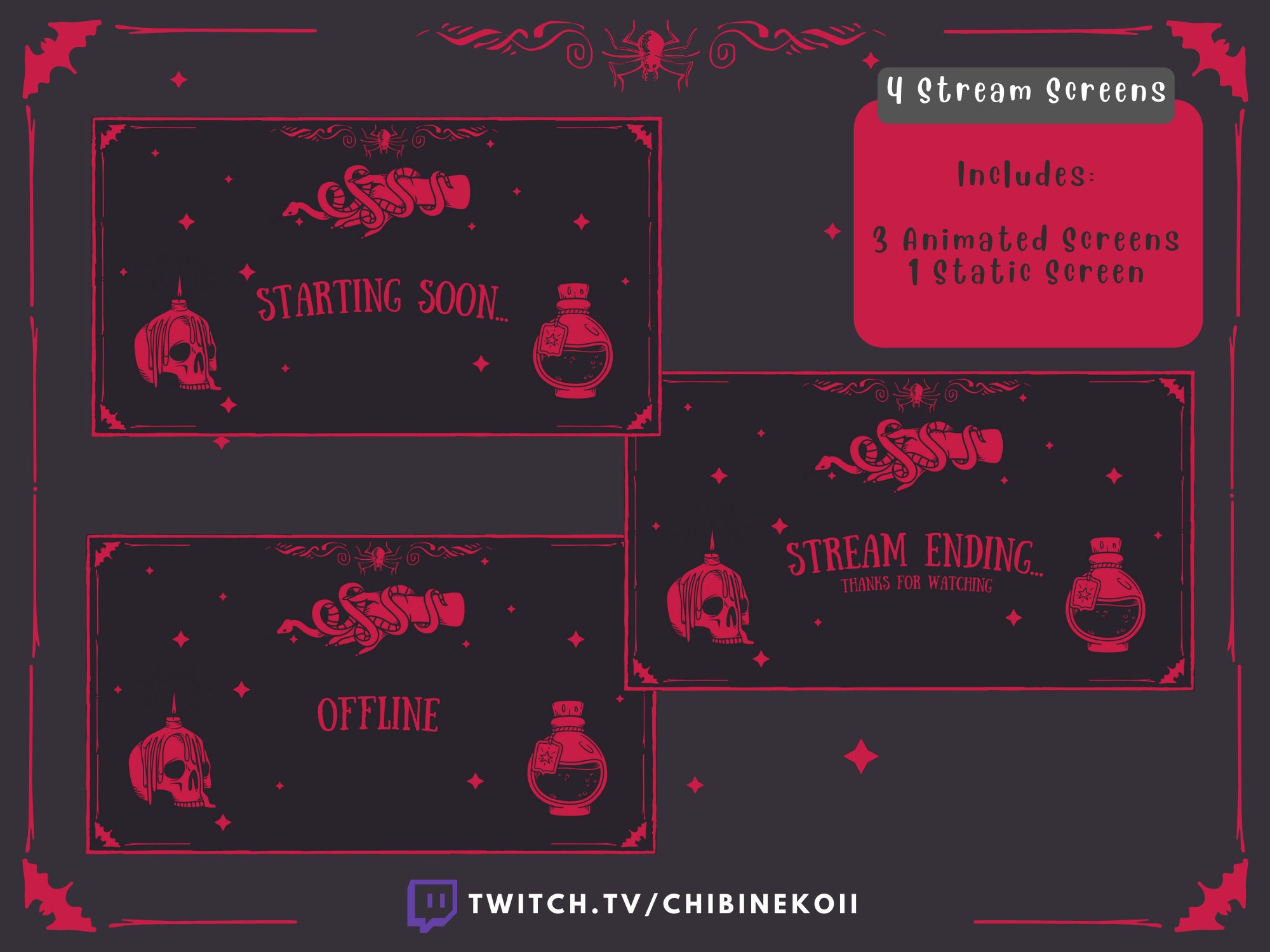 Batty Red Twitch Stream Overlay Package Animated Stream - Etsy Canada