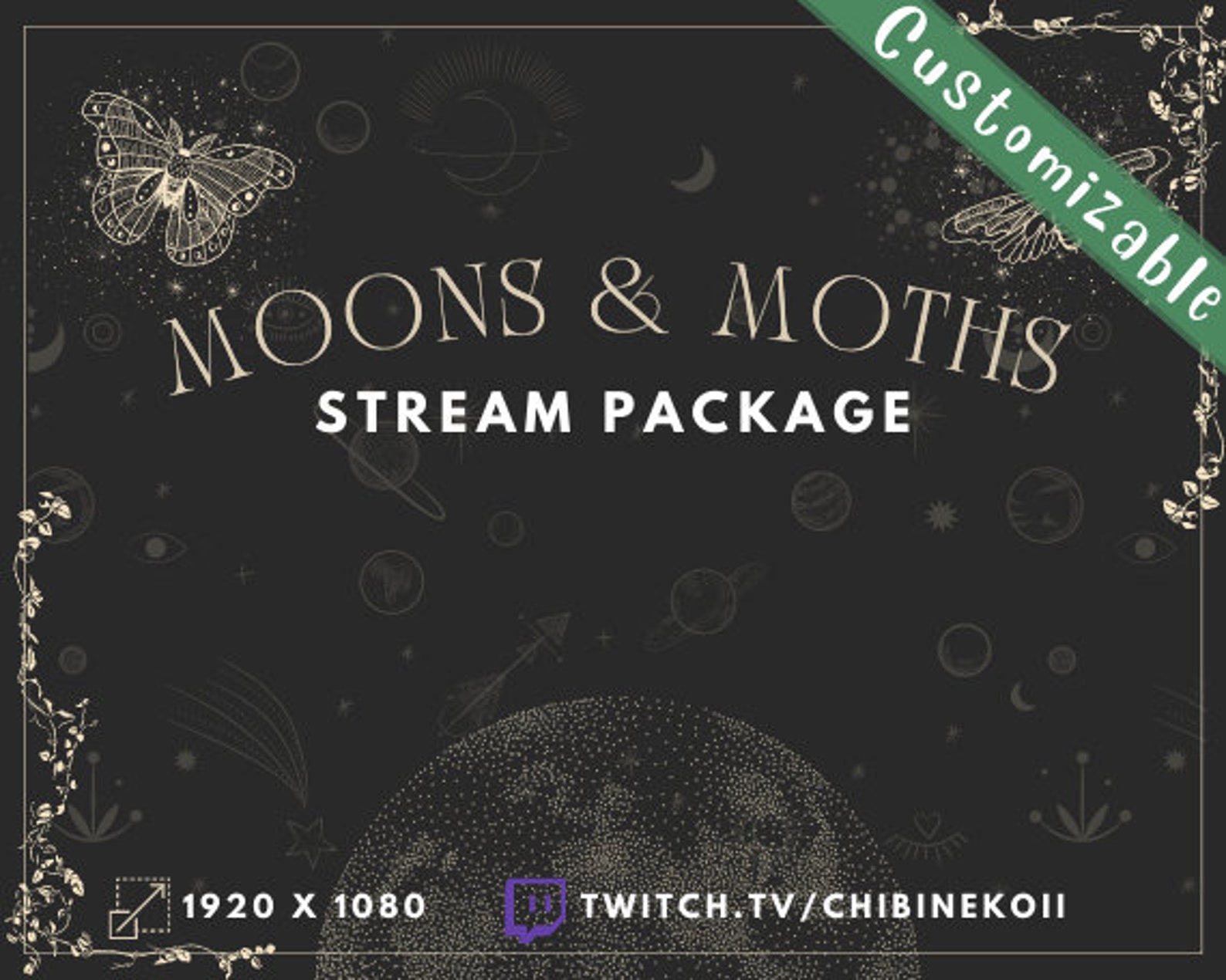 Moons & Moths Stream Overlay Package | Animated | Stream Bundle | Moths ...