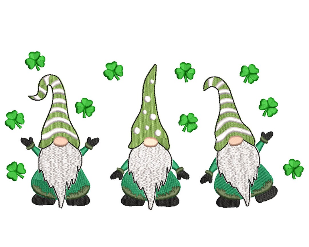 St. Patricks Day Three Gnomes Embroidery Design - Etsy