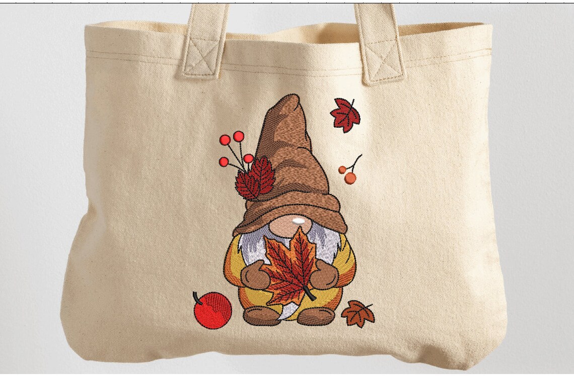 Fall Gnome With Maple Leaf Embroidery File - Etsy