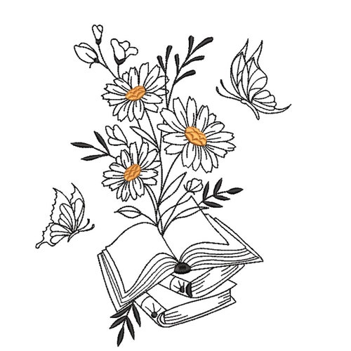 Stack of Books Machine Embroidery Design - Etsy