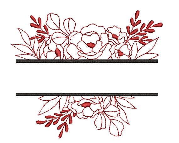 Floral Split Machine Embroidery Design | Etsy