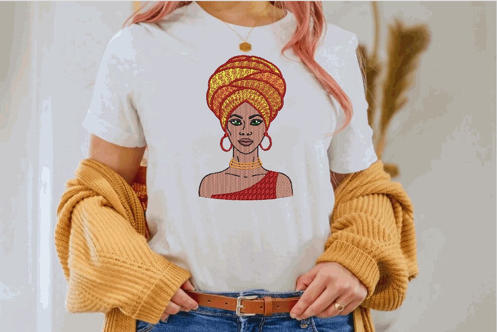 African Woman Machine Embroidery Design - Etsy