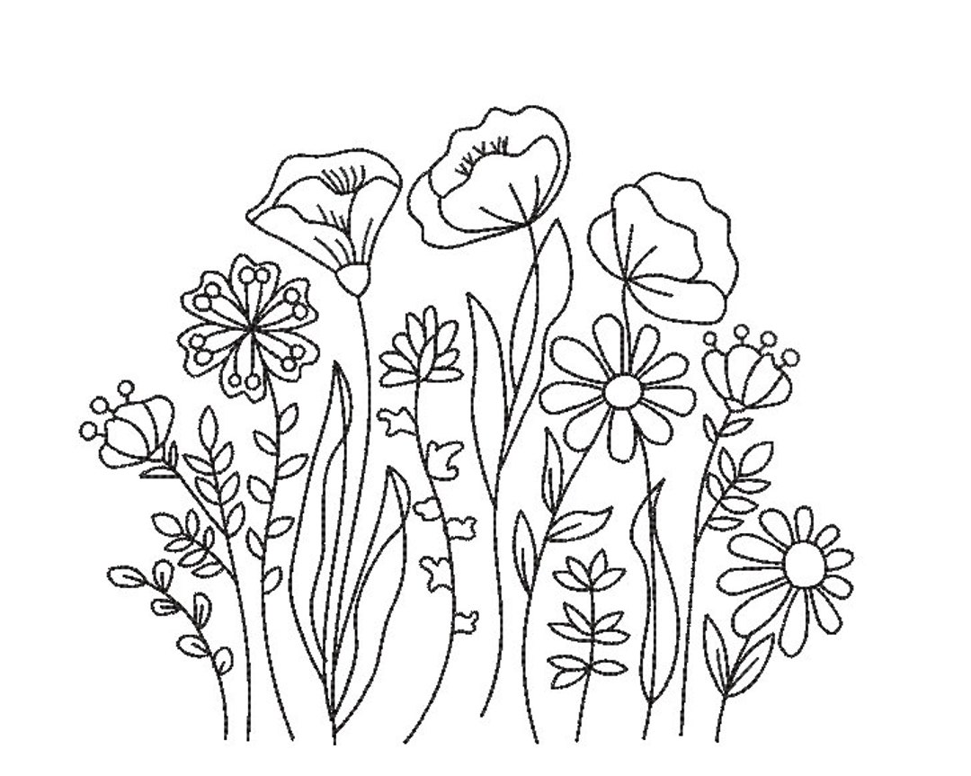 Field Flowers Machine Embroidery Design - Etsy