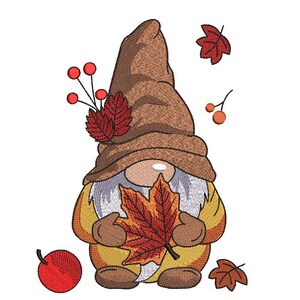 Fall Gnome With Maple Leaf Embroidery File - Etsy
