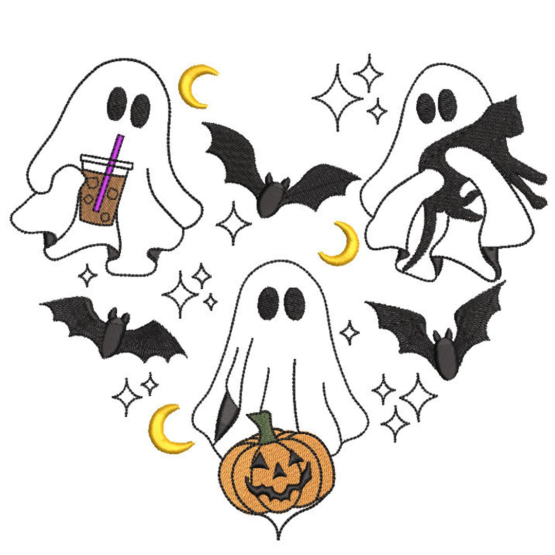 Three Ghosts, Halloween Embroidery Design - Etsy