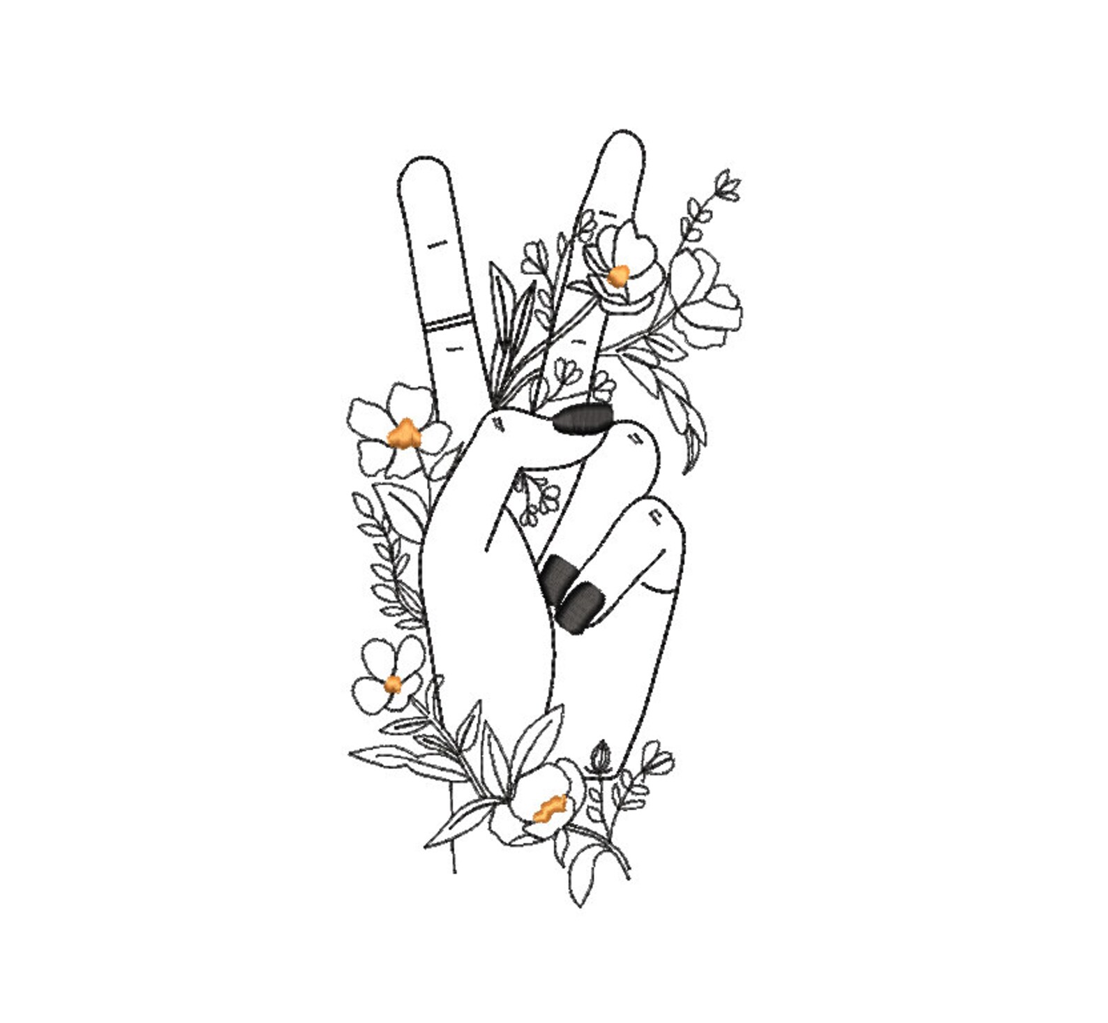 Peace Fingers Sign Peace Hand Sign With Flowers Machine - Etsy
