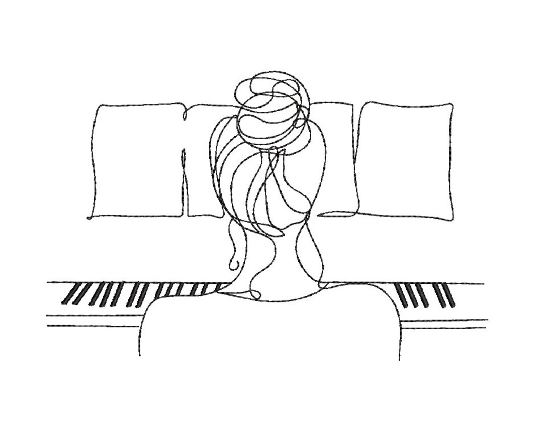 Woman Playing Piano Embroidery Design - Etsy