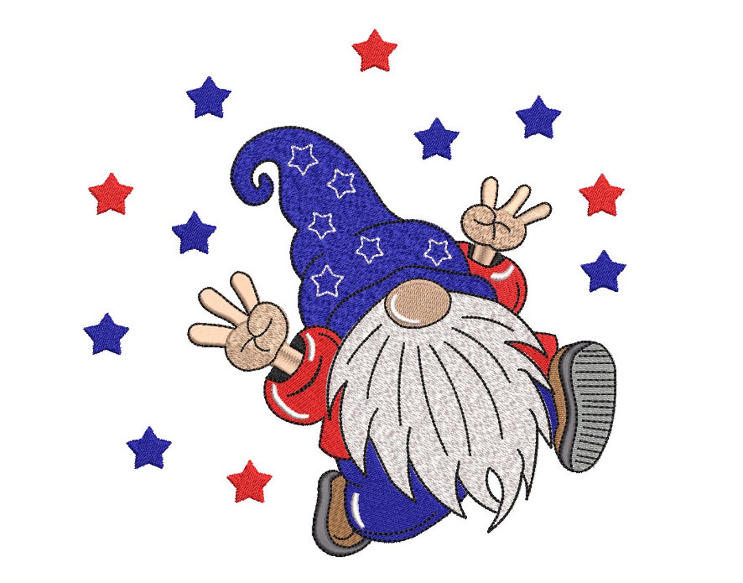 American Gnome Machine Embroidery Design - Etsy