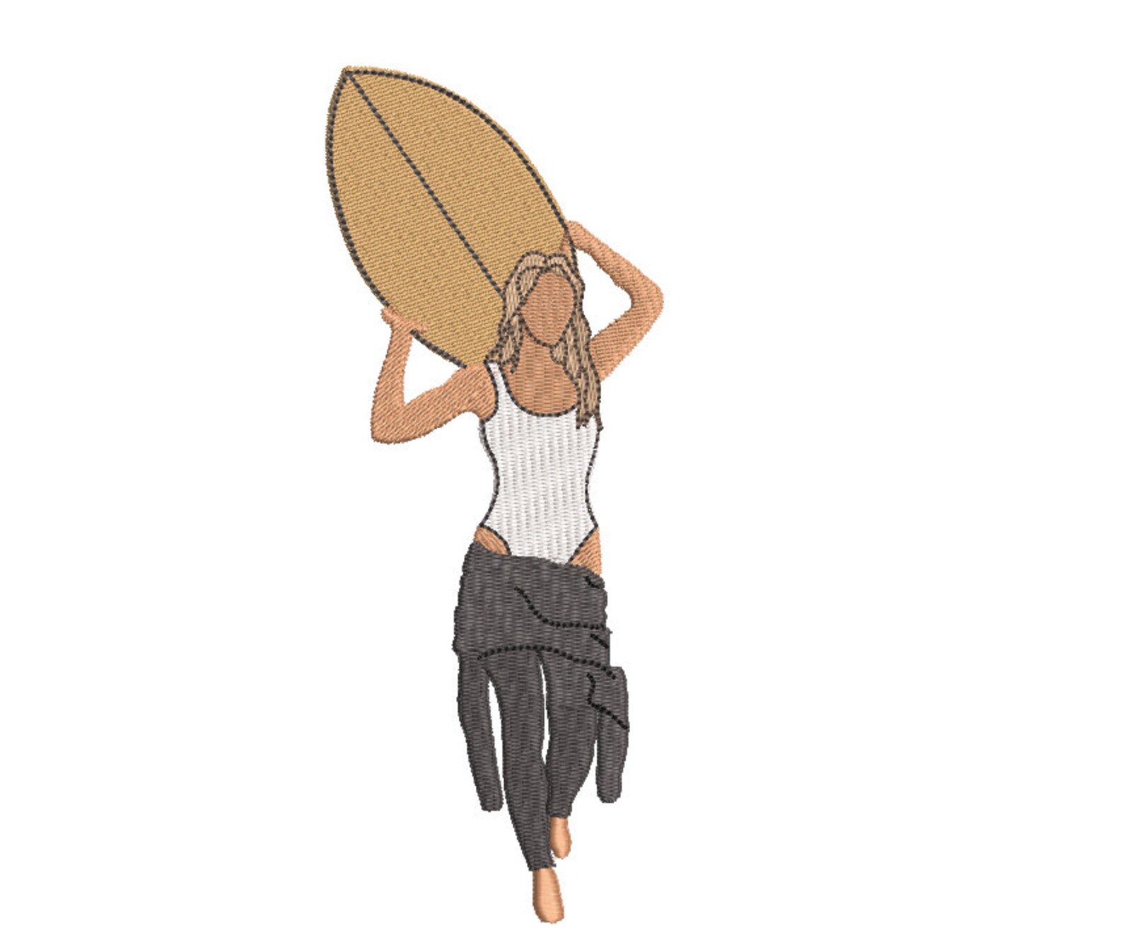 Surfing Girl Embroidery Design - Etsy
