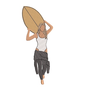Surfing Girl Embroidery Design - Etsy