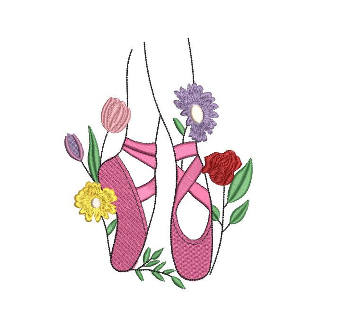 Ballerina Shoes, Ballet Slippers, Pointe Machine Embroidery Design - Etsy