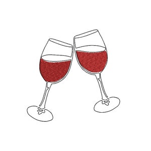 Wine Glasses Machine Embroidery Design - Etsy