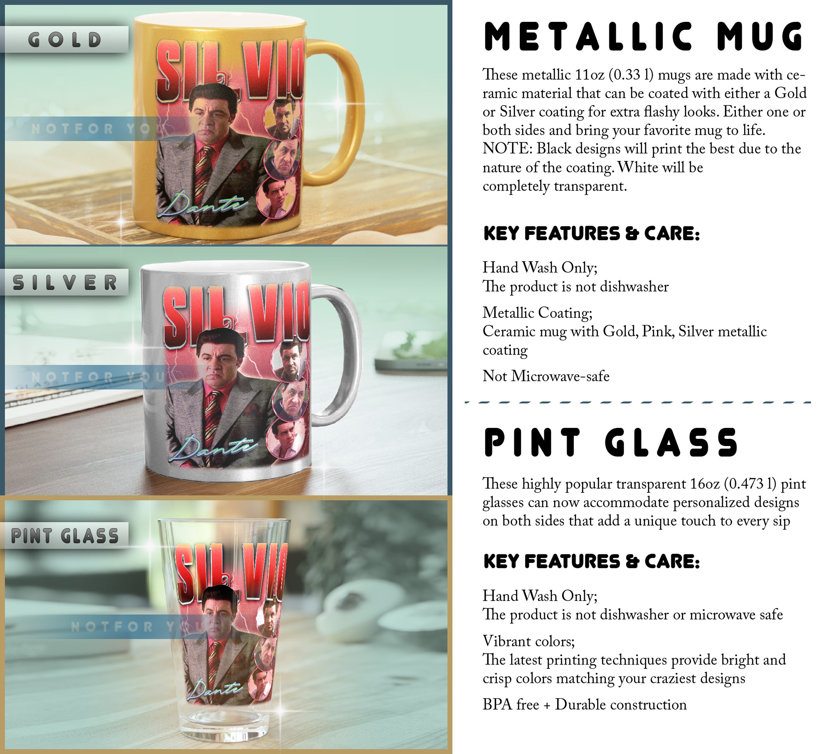 SILVIO DANTE Mug, James Gandolfini Tribute, Gangster Goodfellas Tea ...