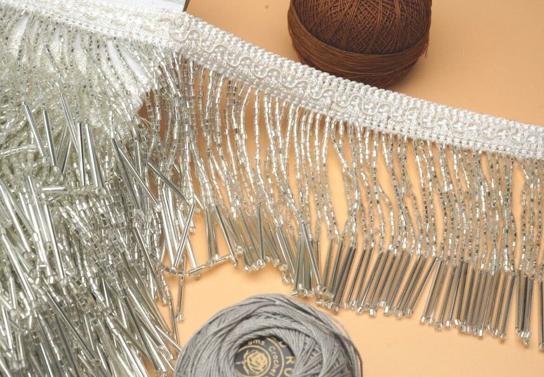 Beaded Fringe Bridal Saree Tassel Sewon Trim Curtain Edge Lace 4 Inch ...