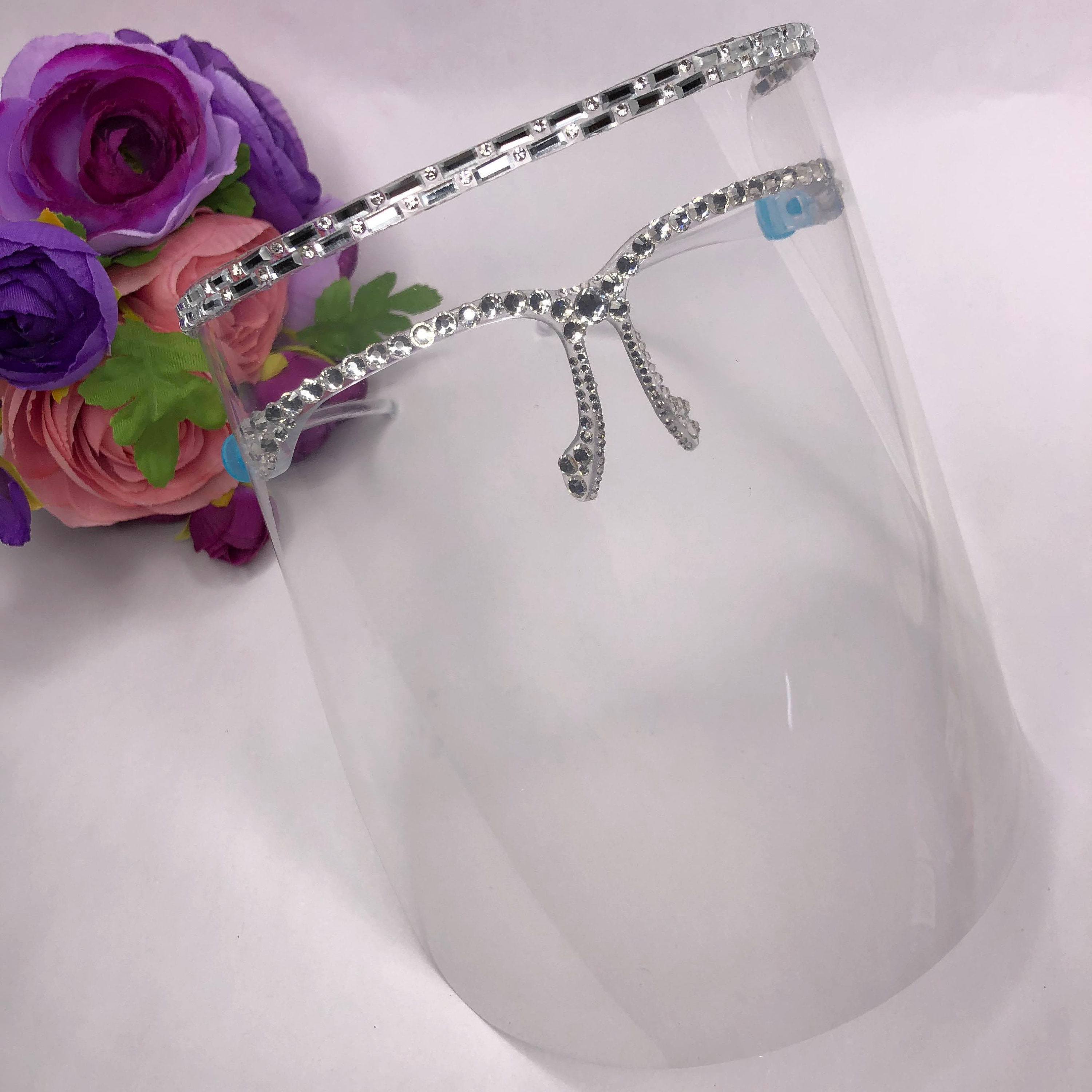 Luxury Crystal Face Shield Wedding Bridal Bachelorette Party Blinged ...