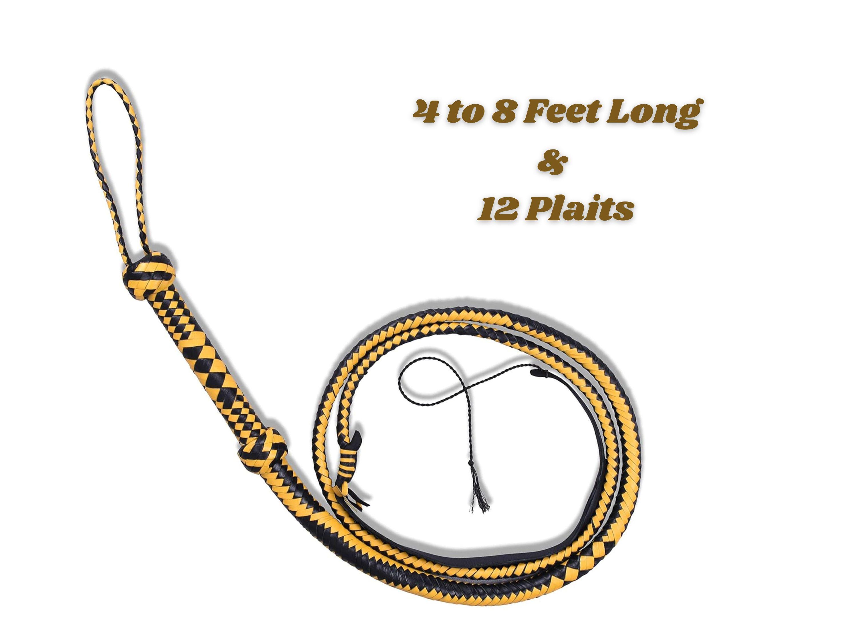 Genuine Cowhide Leather Bullwhip , Custom 4 to 8 Feet Long Paracord ...
